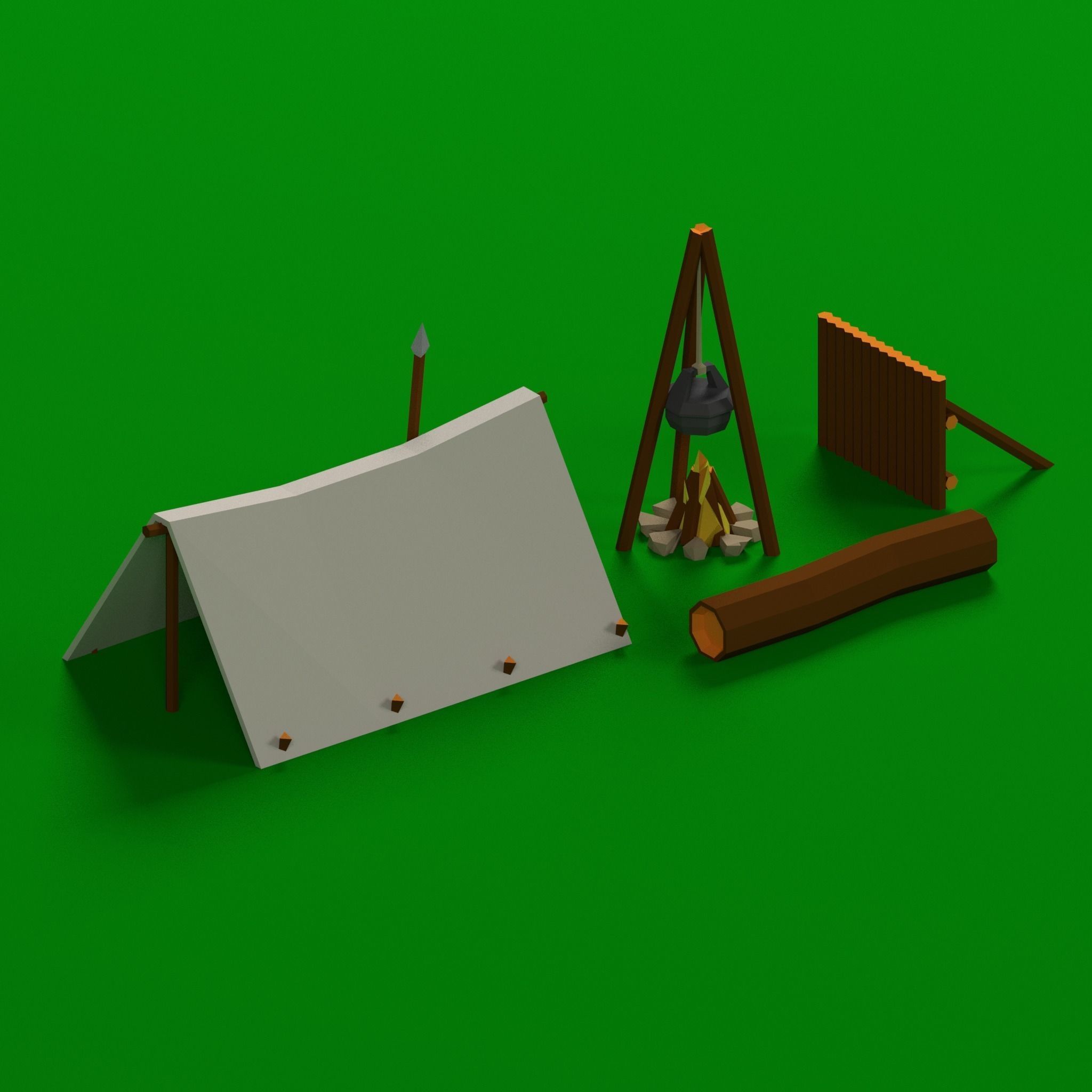 3D model Low Poly Warrior Camp Scene VR / AR / low-poly | CGTrader