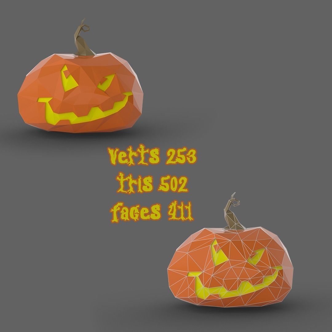 Halloween Pumpkin Low Poly 3D model 3D printable | CGTrader