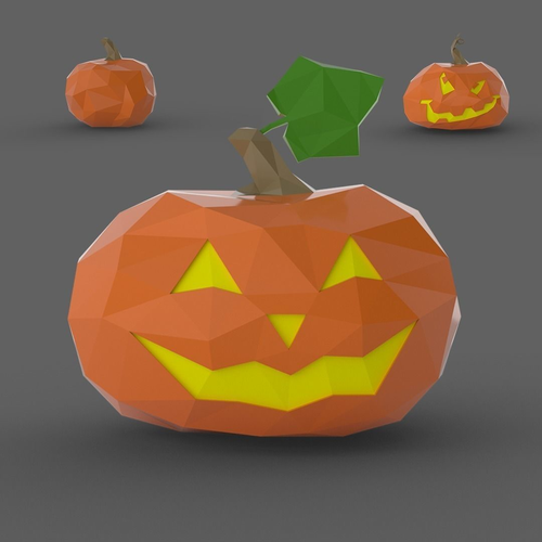 Halloween Pumpkin Low Poly 3D model 3D printable | CGTrader