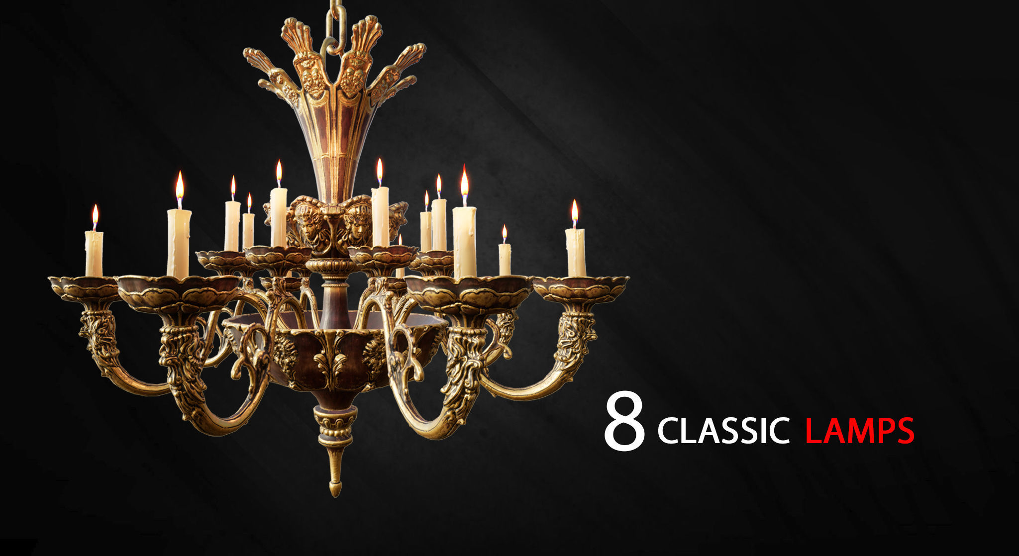 3D model 8 Classic Lamps Unreal 4 - UE4 Unreal Engine lamp VR / AR ...