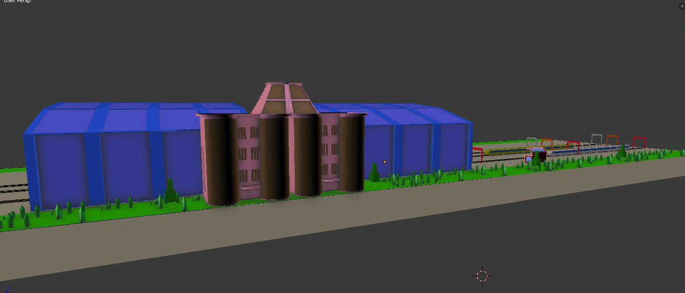 3D model low poly Train station with tracks and buildings VR / AR / low ...