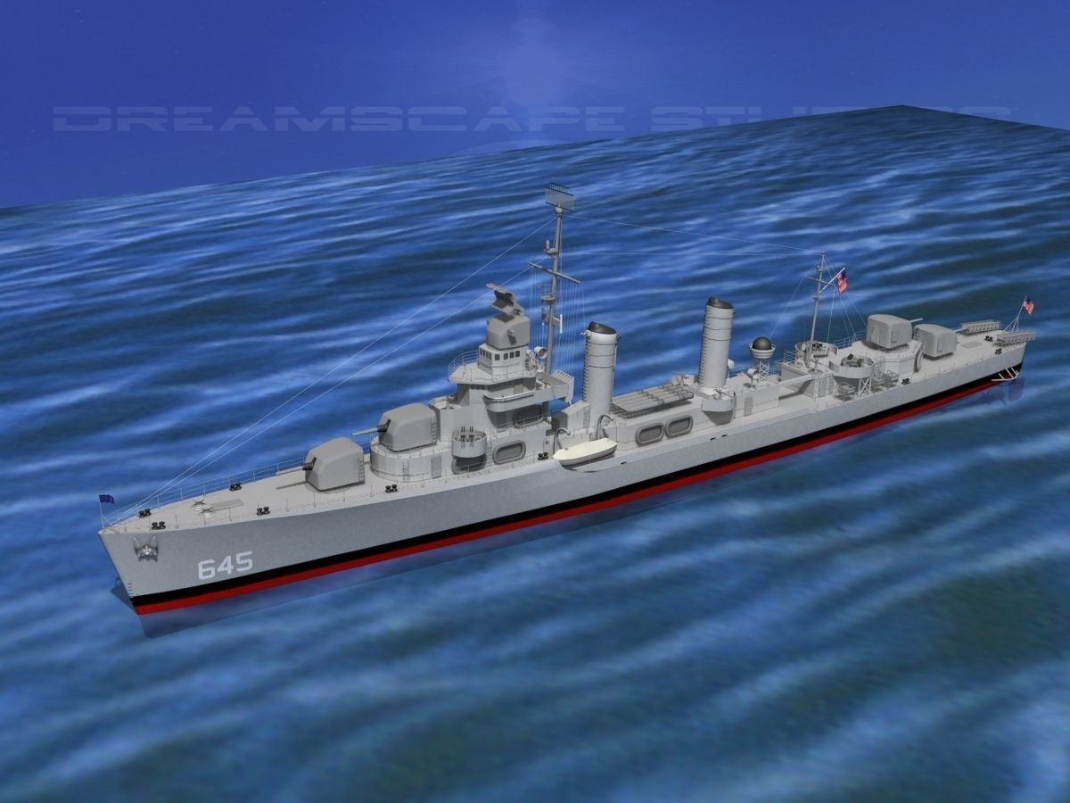 Gleaves Class Destroyer USS Stevenson 3D model rigged | CGTrader