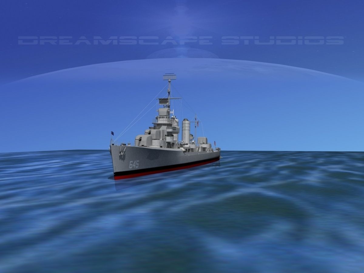 Gleaves Class Destroyer USS Stevenson 3D model rigged | CGTrader