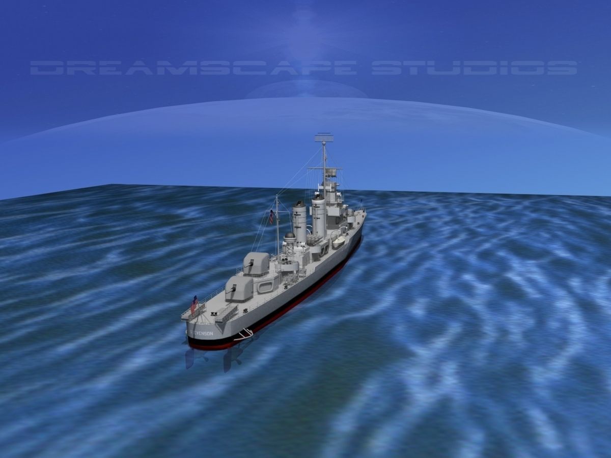 Gleaves Class Destroyer USS Stevenson 3D model rigged | CGTrader