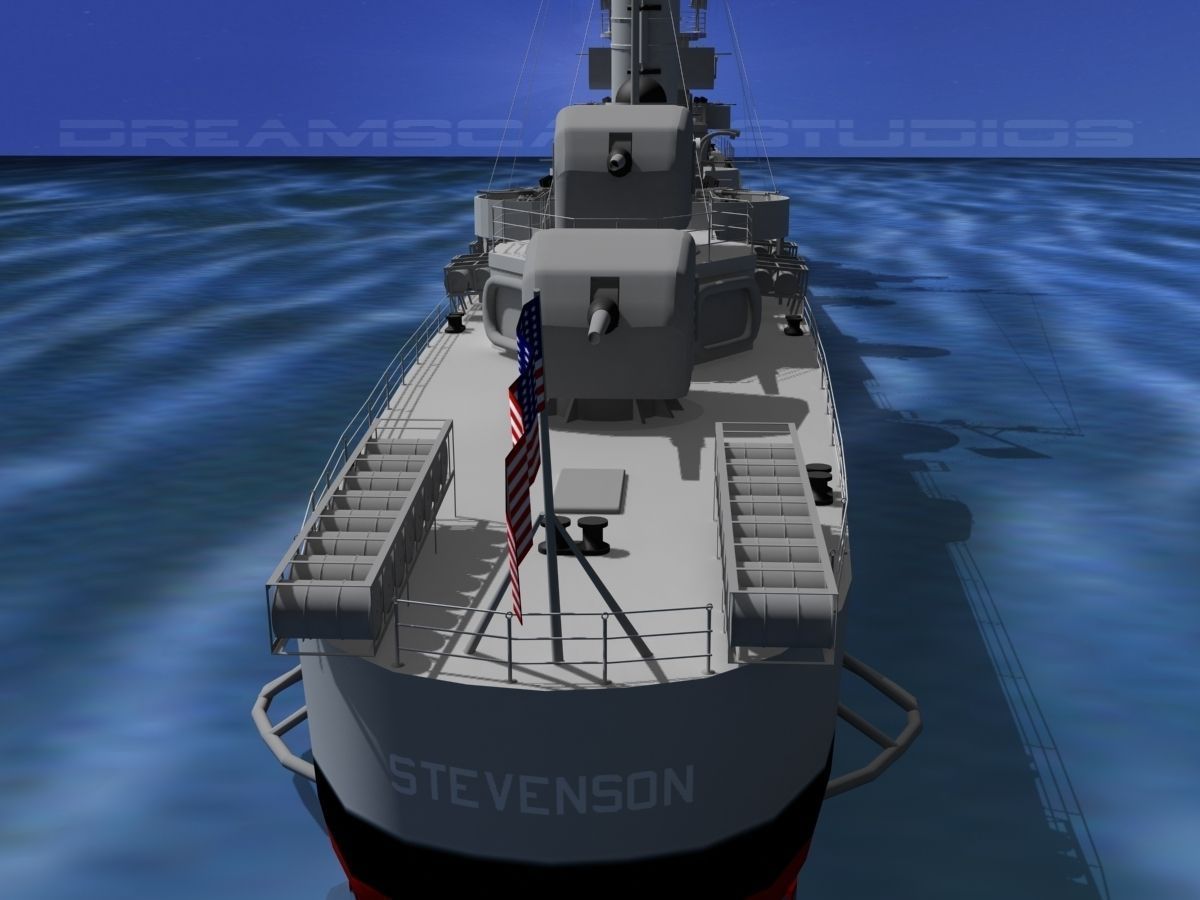 Gleaves Class Destroyer USS Stevenson 3D model rigged | CGTrader