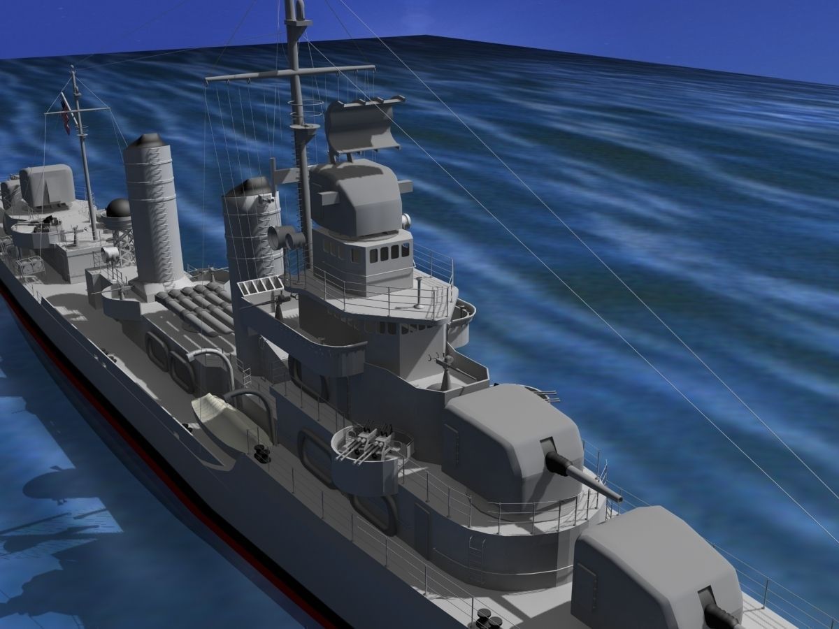 Gleaves Class Destroyer USS Stevenson 3D model rigged | CGTrader