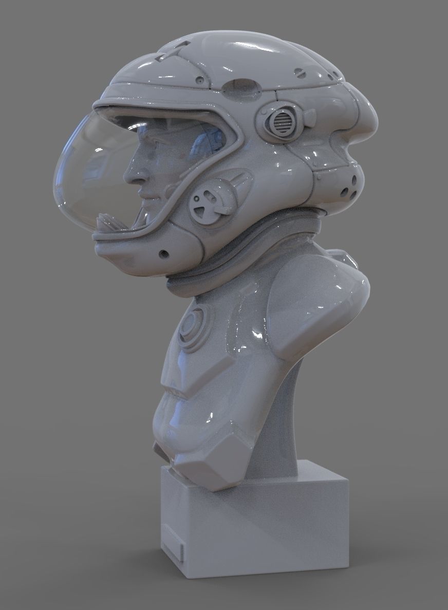 Astronaut Girl Bust 3D model 3D printable | CGTrader