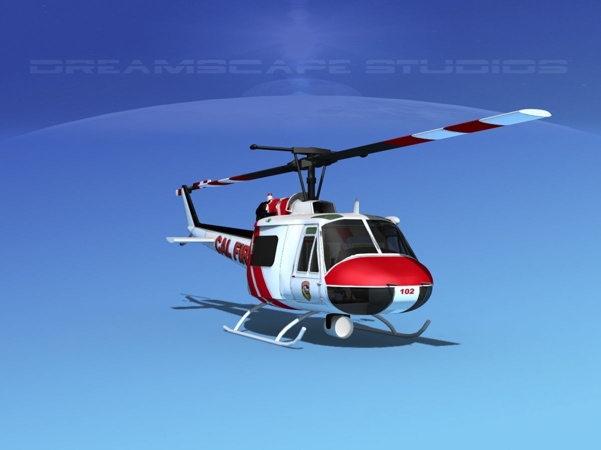 Bell 205 CALFire 3D model animated rigged | CGTrader