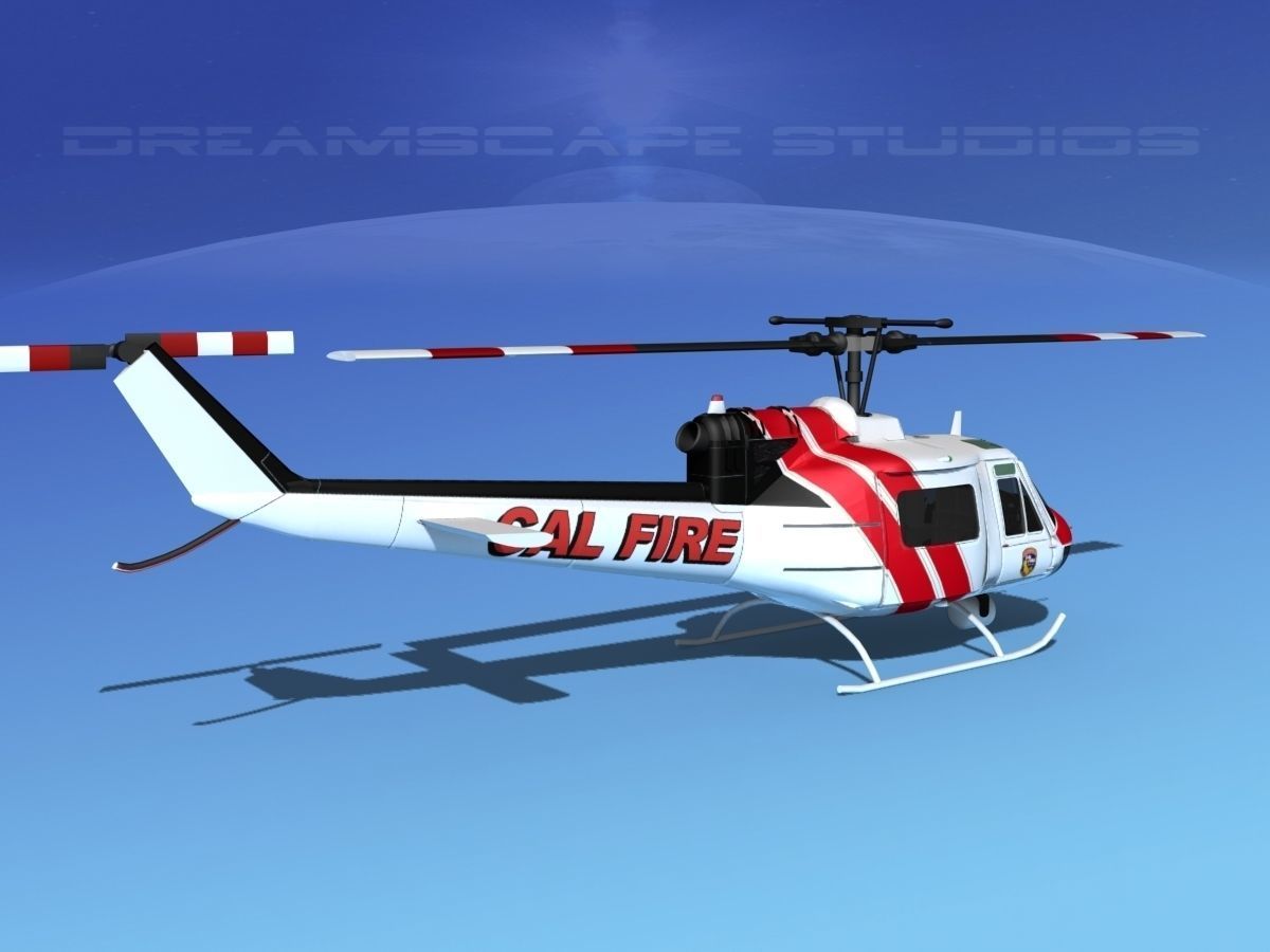 Bell 205 CALFire 3D model animated rigged | CGTrader