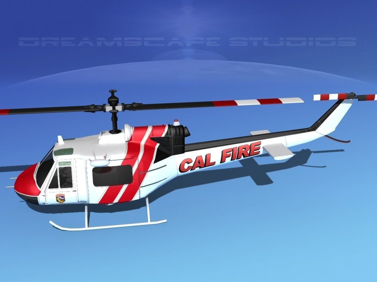 Bell 205 CALFire 3D model animated rigged | CGTrader