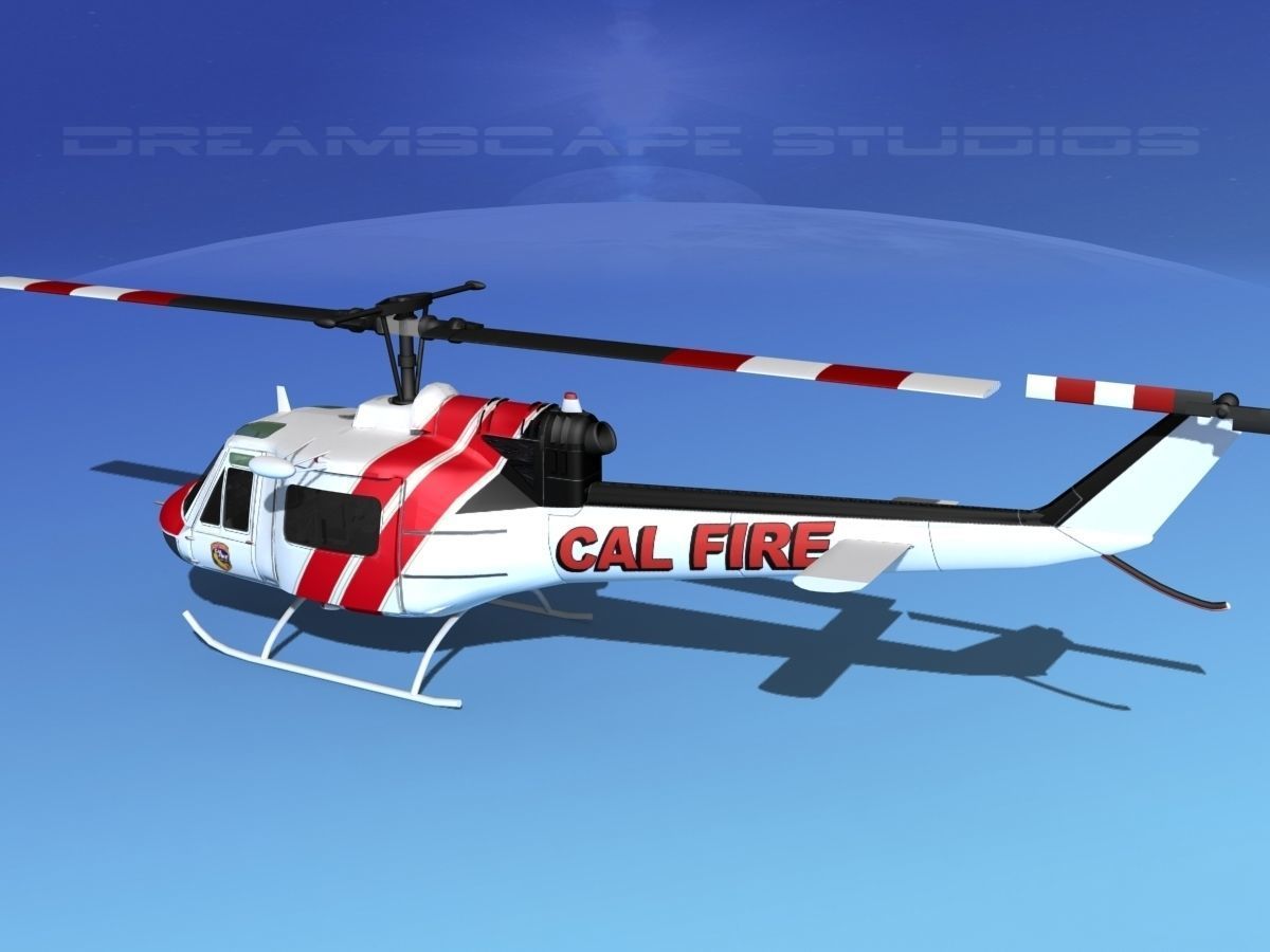 Bell 205 CALFire 3D model animated rigged | CGTrader