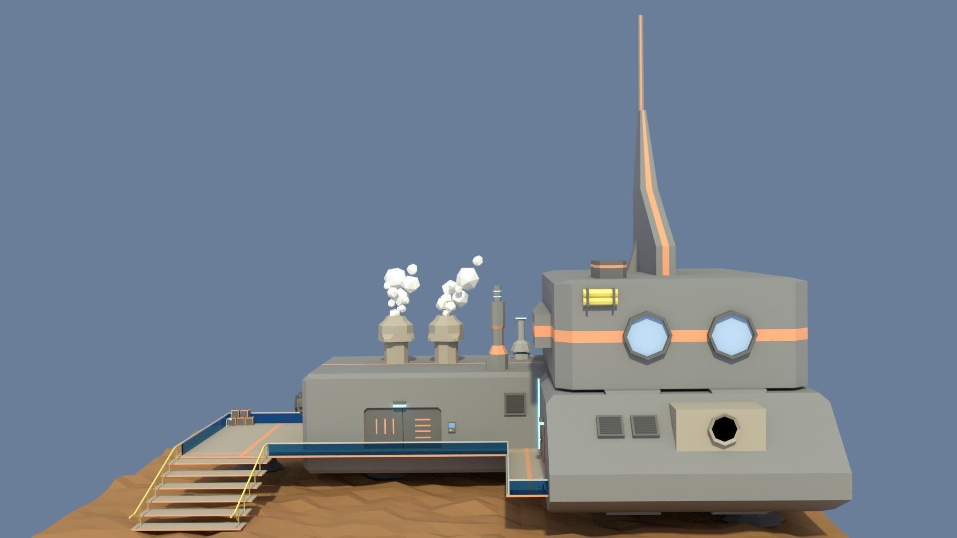 3D model Low Poly Cartoony Sci Fi Building 3 VR / AR / low-poly | CGTrader