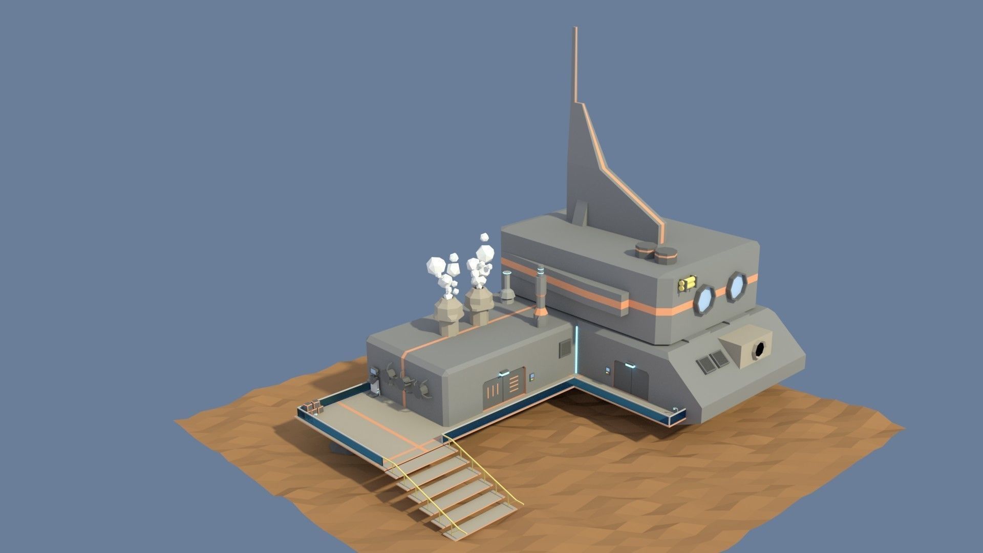 3D model Low Poly Cartoony Sci Fi Building 3 VR / AR / low-poly | CGTrader