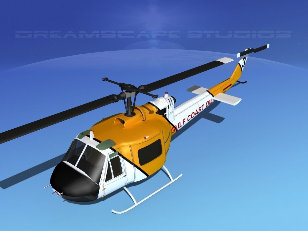 Bell 204 Gulf Coast Oil 3D model animated rigged | CGTrader