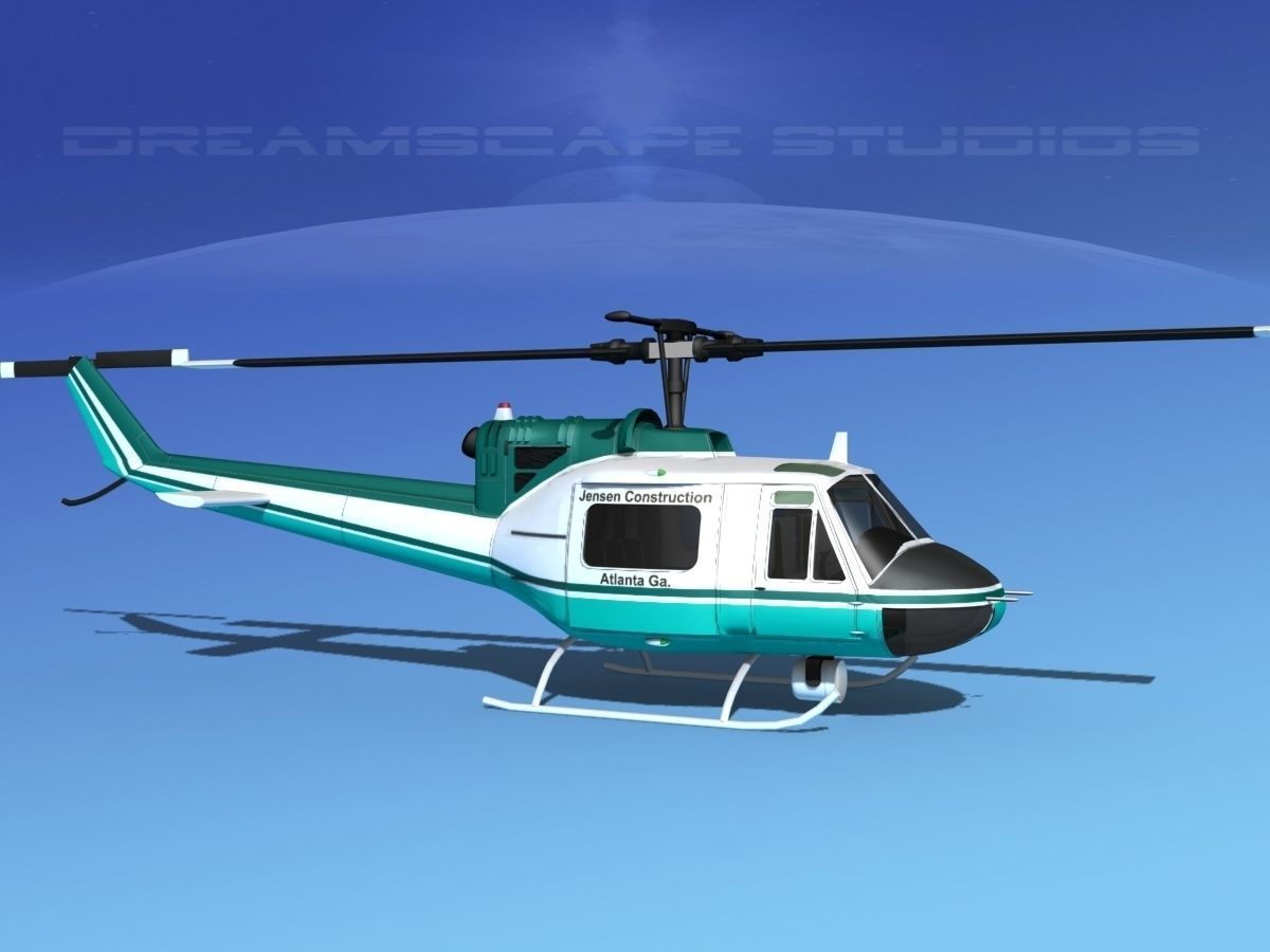 Bell 204 Jensen 3D model animated rigged | CGTrader