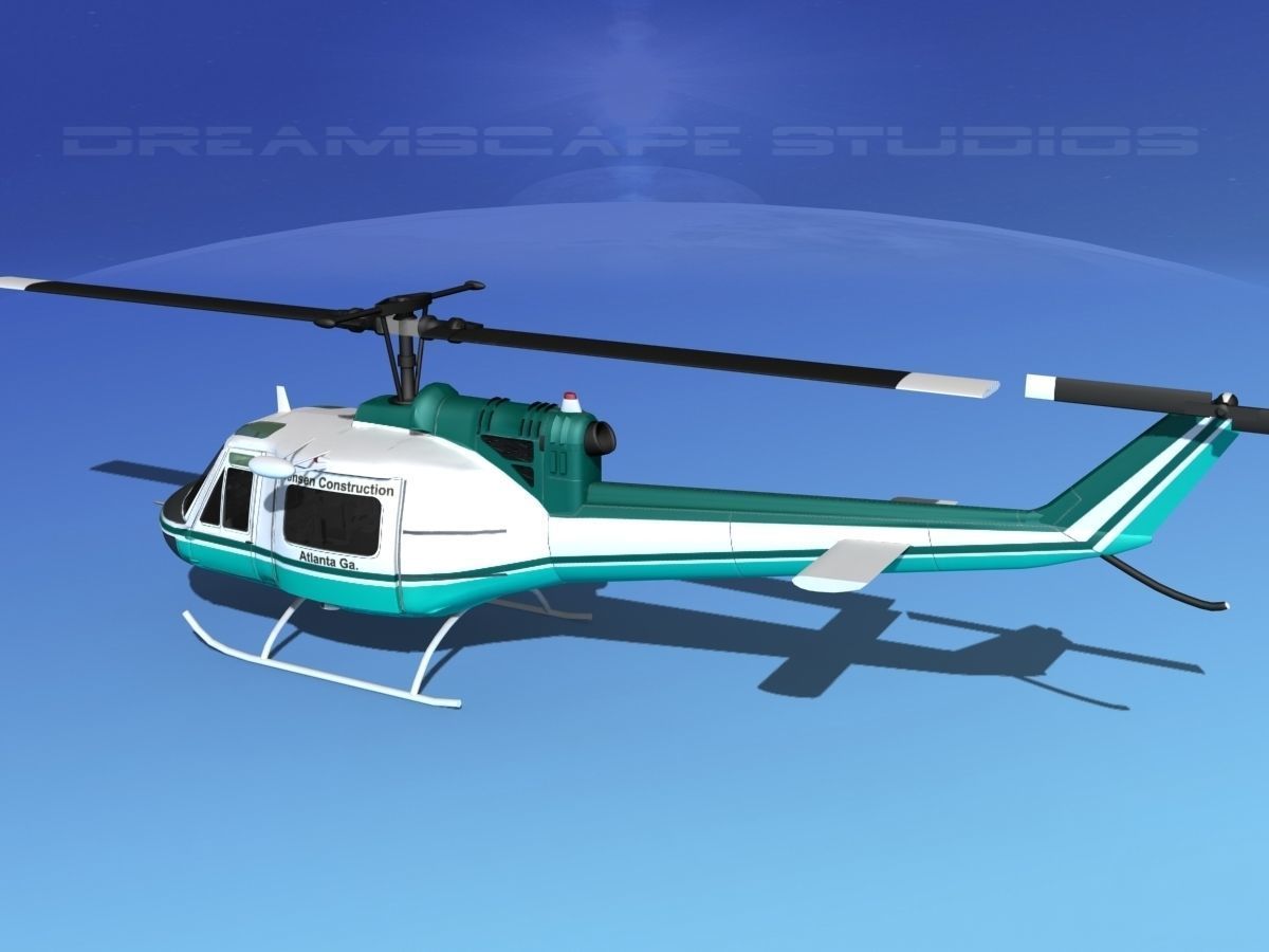 Bell 204 Jensen 3D model animated rigged | CGTrader