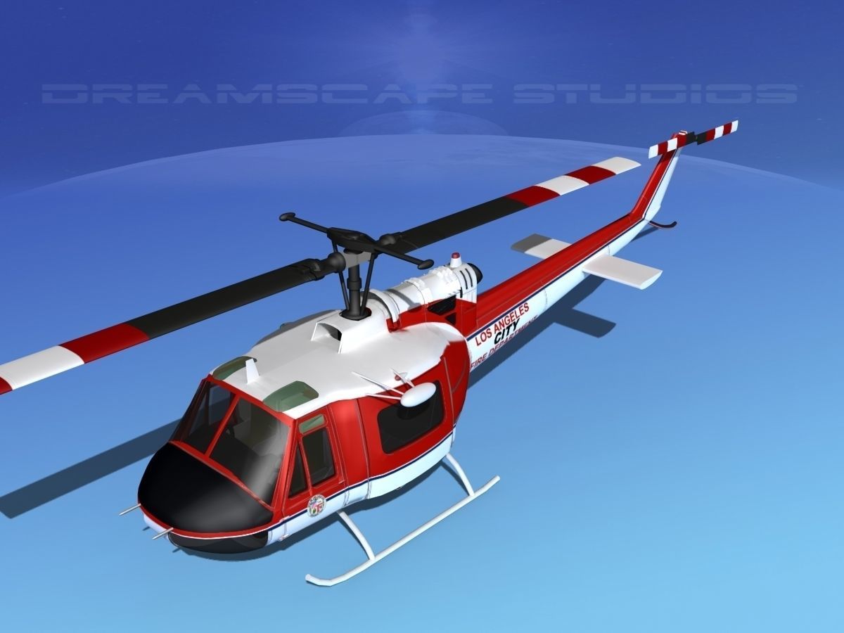 Bell 204 Los Angeles FD 3D model animated rigged | CGTrader