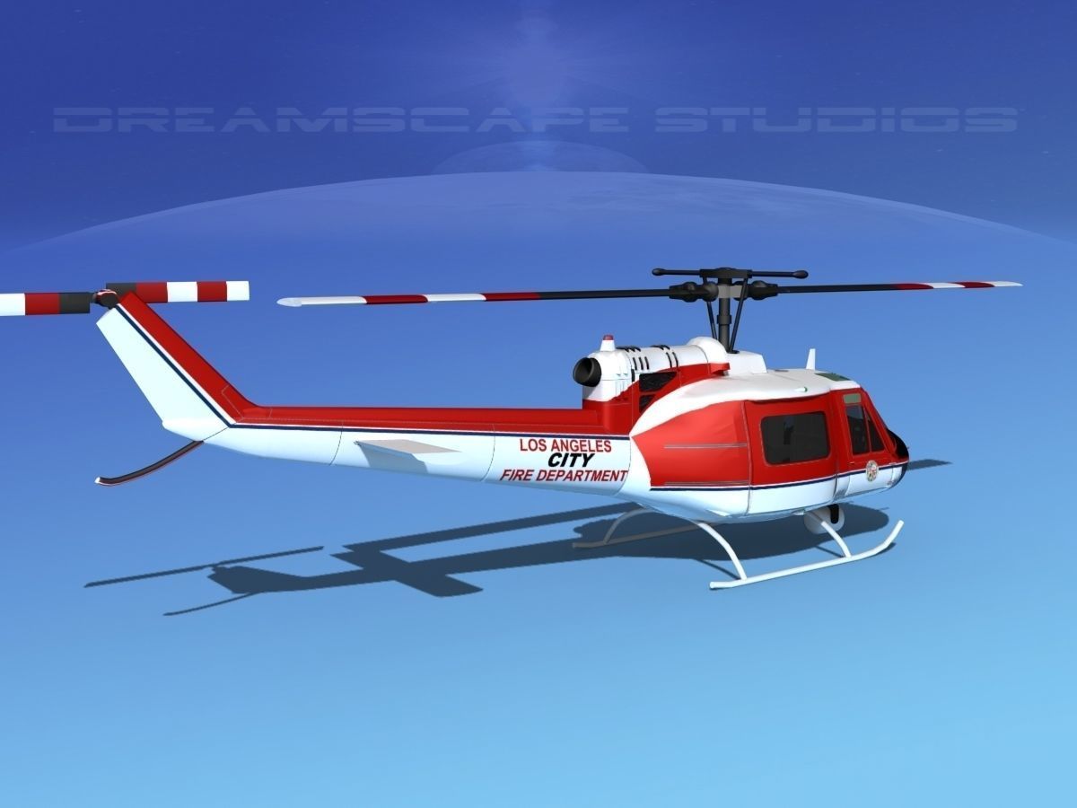 Bell 204 Los Angeles FD 3D model animated rigged | CGTrader