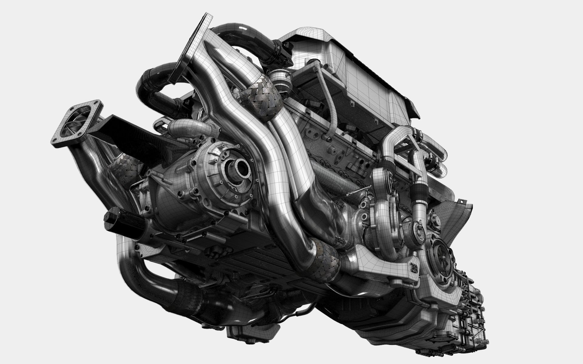 3D model Bugatti W16 Engine - Chiron - Divo VR / AR / low-poly | CGTrader