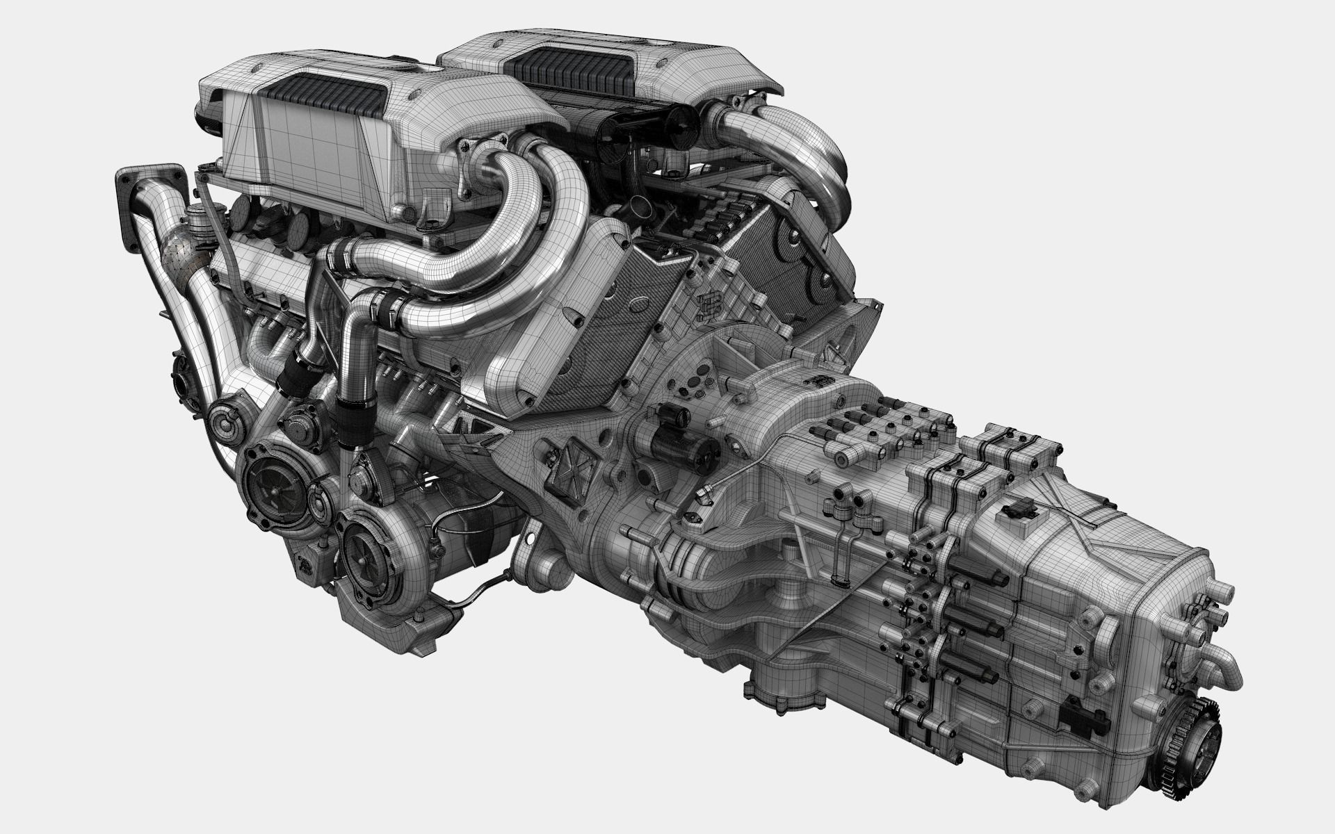 3D model Bugatti W16 Engine - Chiron - Divo VR / AR / low-poly | CGTrader