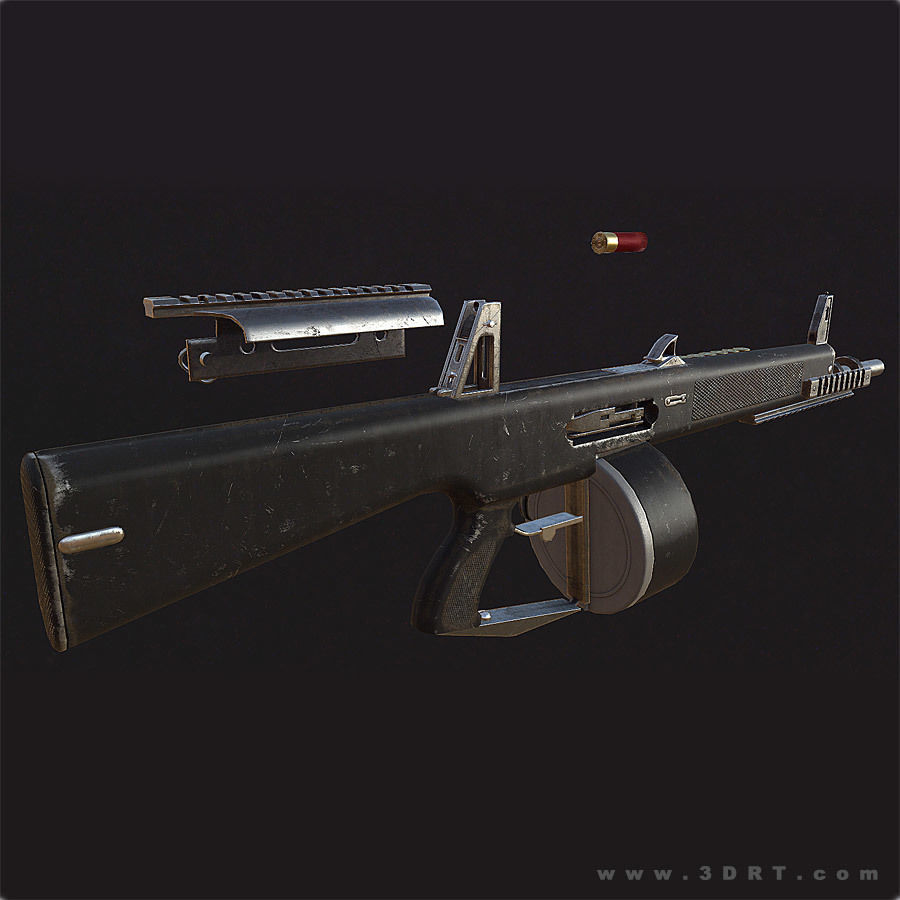 3D model 3DRT - Modern firearms HD - AA-12 VR / AR / low-poly rigged ...