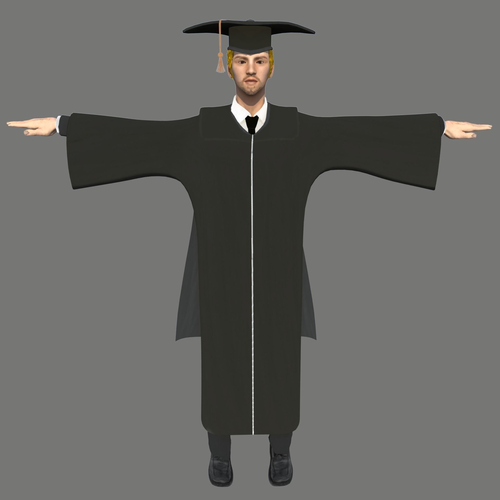 3D model Academic Gown Male Graduate 3D model W VR / AR / low-poly ...