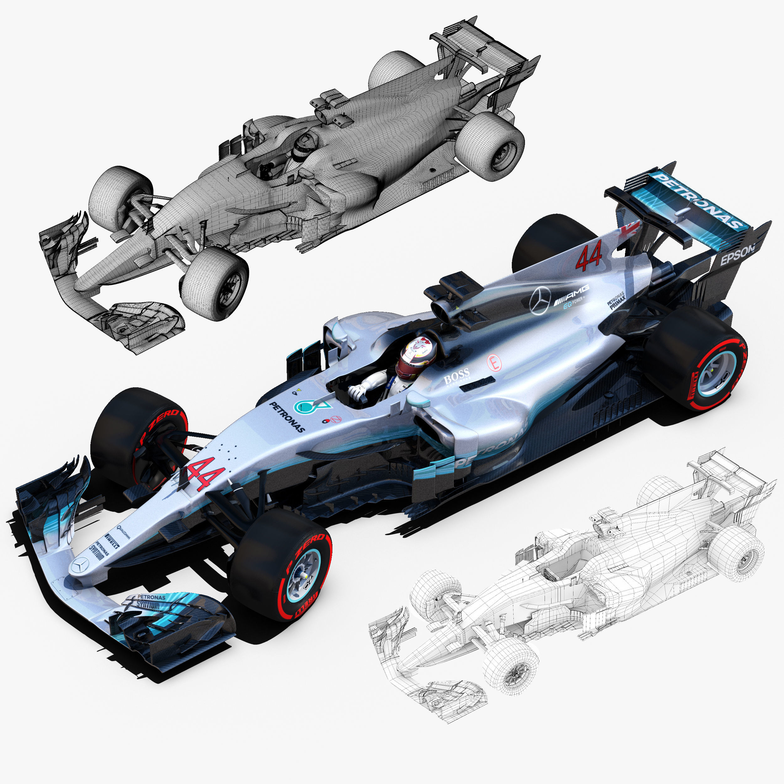 3D model Mercedes AMG F1 W08 EQ Power VR / AR / low-poly rigged | CGTrader