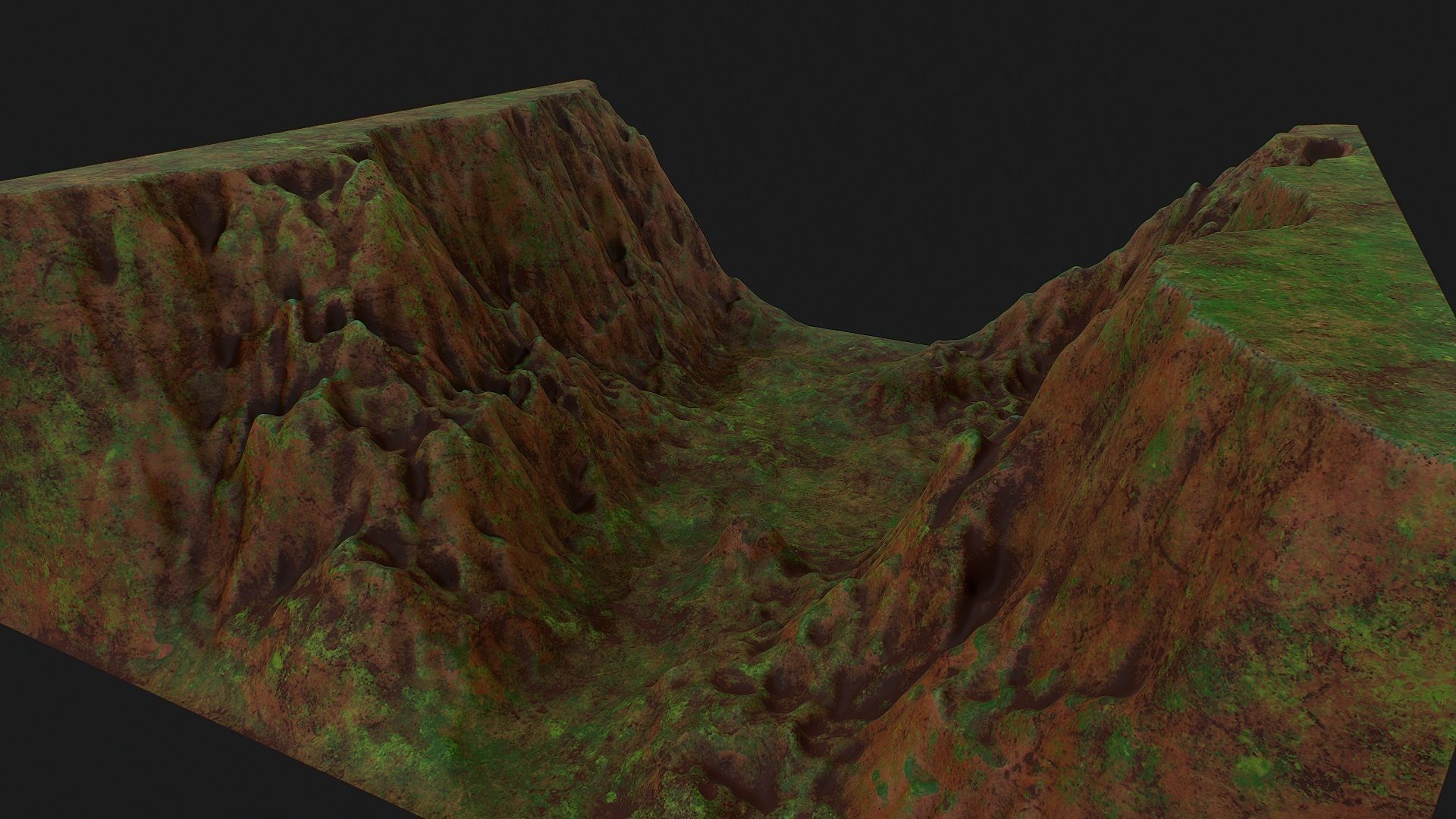 3d valley landscape piece for real time rendering free VR / AR / low ...