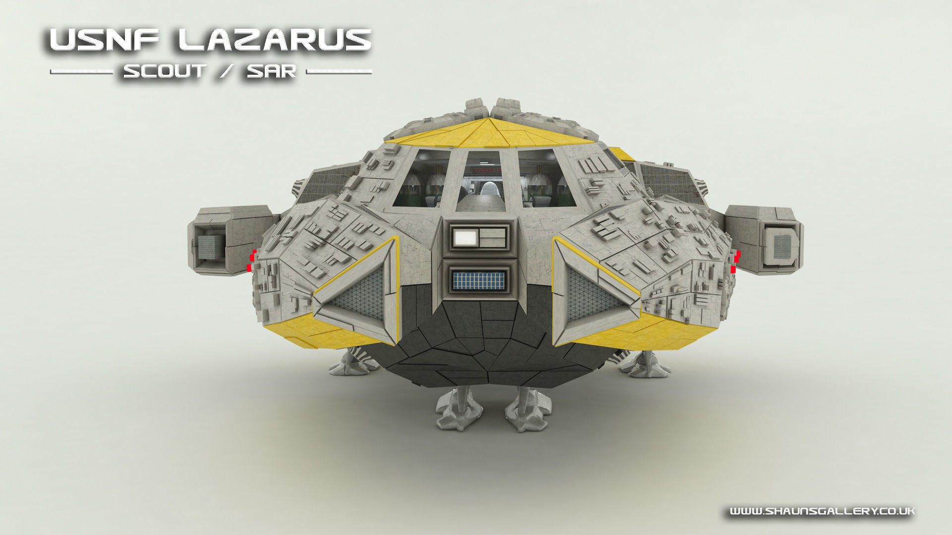 3D model USNF Lazarus Spaceship with full Interior VR / AR / low-poly ...
