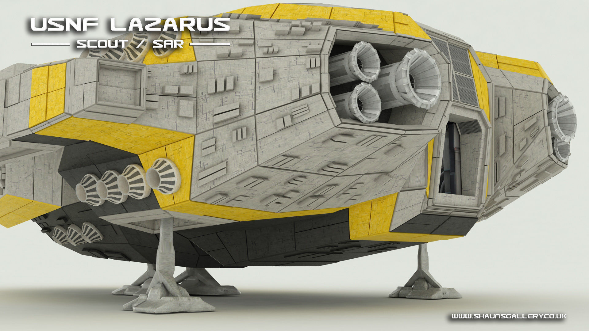 3D model USNF Lazarus Spaceship with full Interior VR / AR / low-poly ...