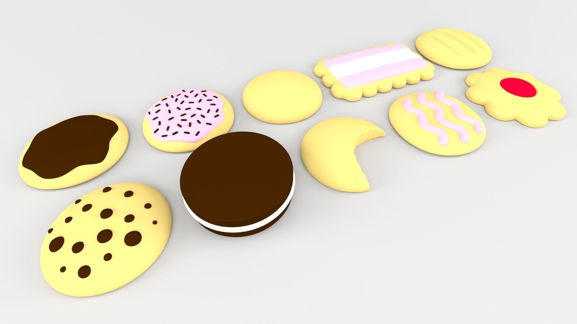 Cartoon Cookies and Biscuits Assorted 3D asset | CGTrader