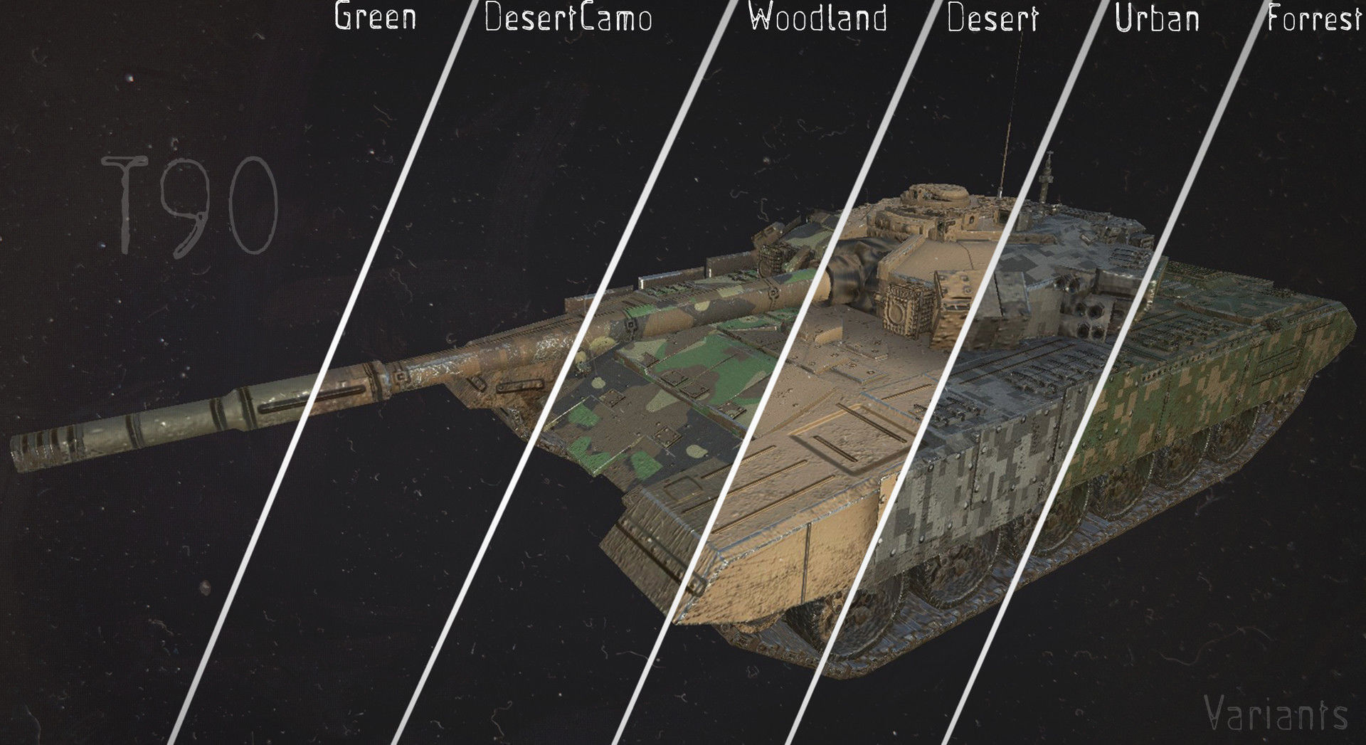 3D model Russian Military Vehicles T90 VR / AR / low-poly rigged ...