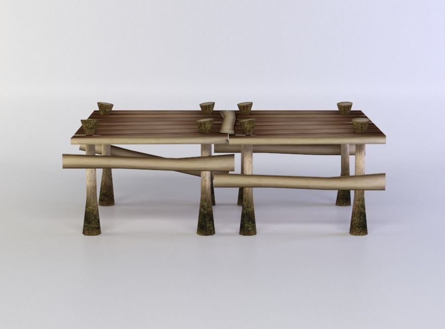 3D model Wooden square platform VR / AR / low-poly OBJ FBX C4D LWO DAE LXO