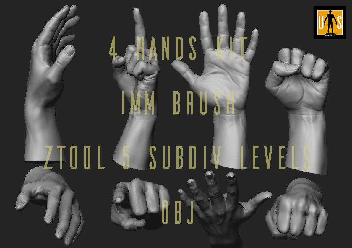 hand in 4 poses 3D model | CGTrader