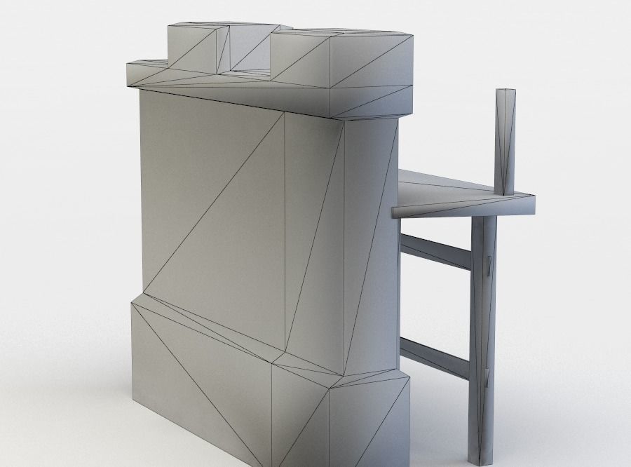 3D model Masonry wall with wooden platform VR / AR / low-poly | CGTrader