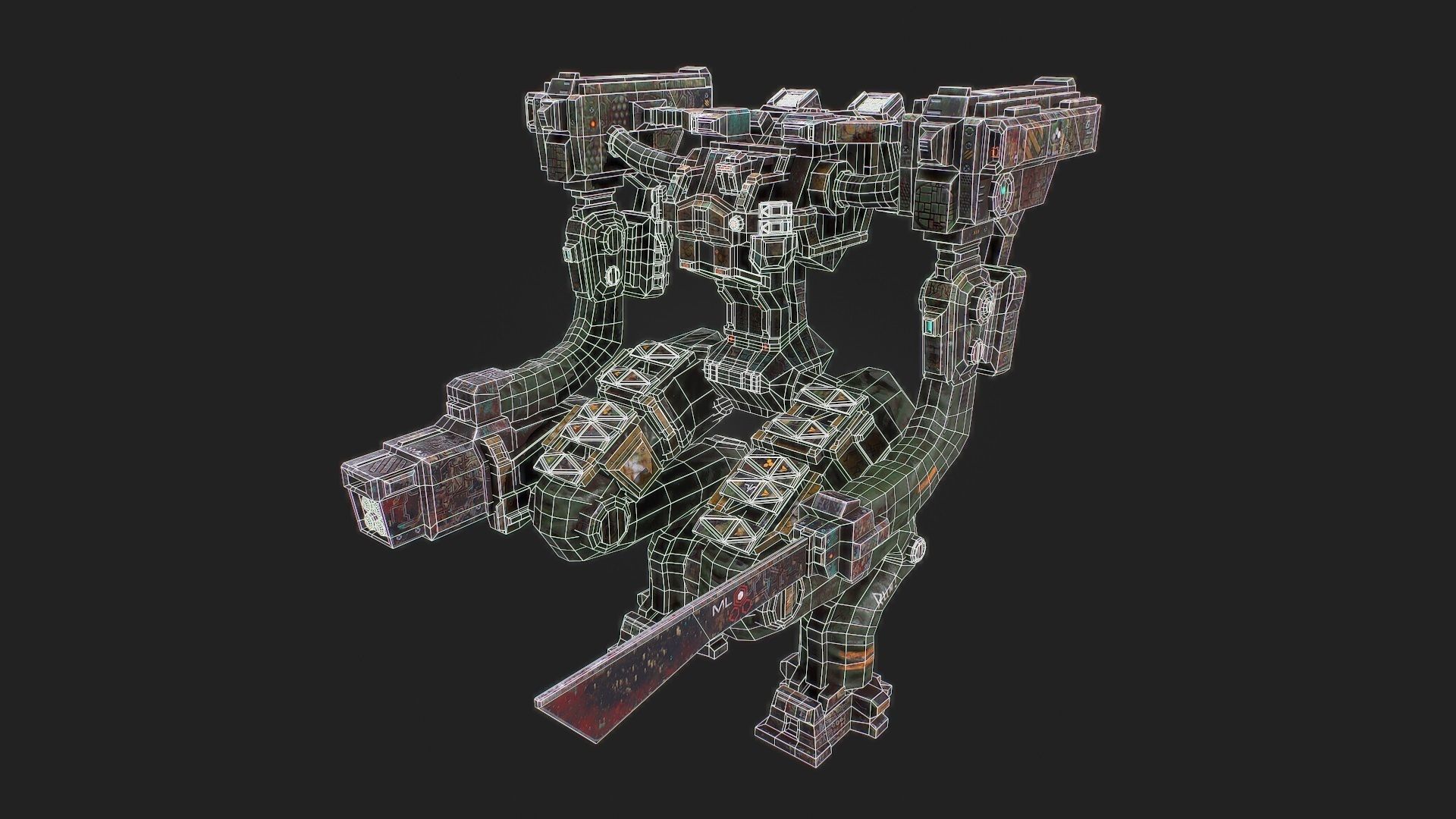 3D model Low poly detailed sci fi war robot mech VR / AR / low-poly ...