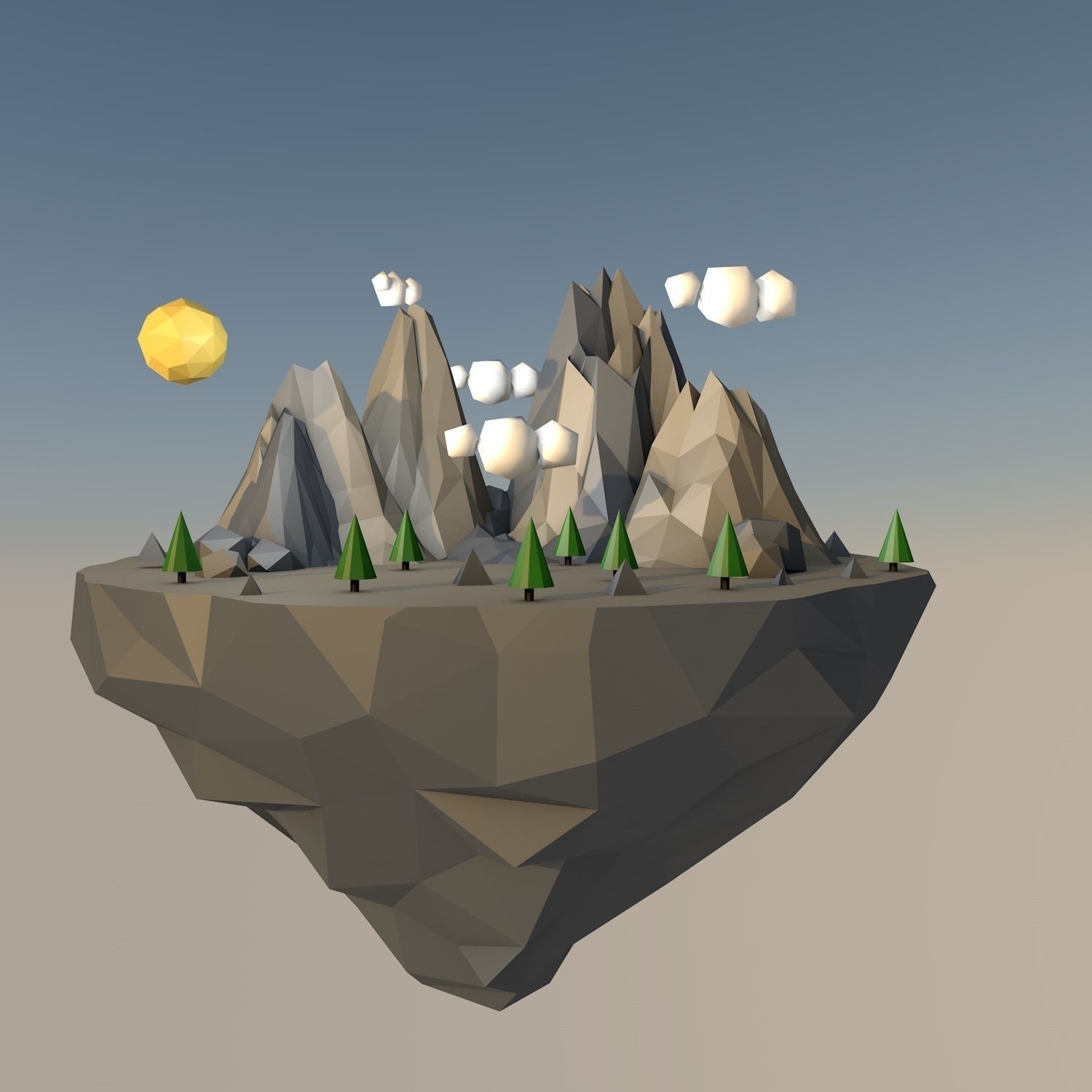 Island low poly 3D asset | CGTrader