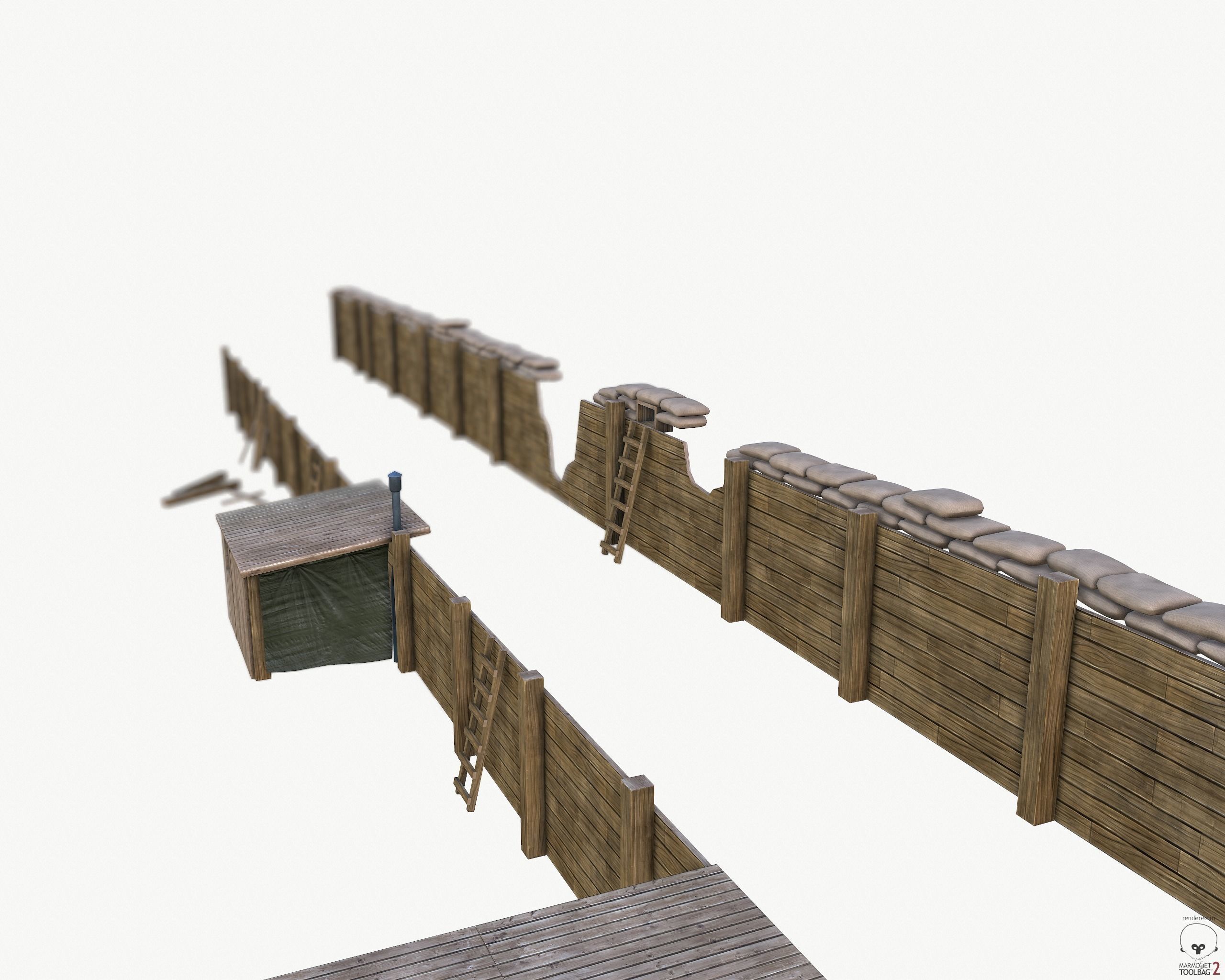 Trench System World War Modular free VR / AR / low-poly 3D model | CGTrader