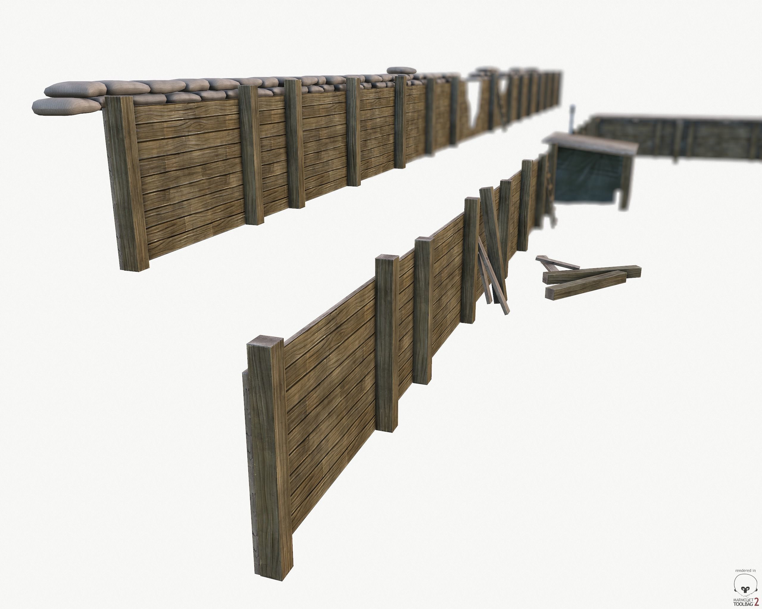 Trench System World War Modular free VR / AR / low-poly 3D model | CGTrader