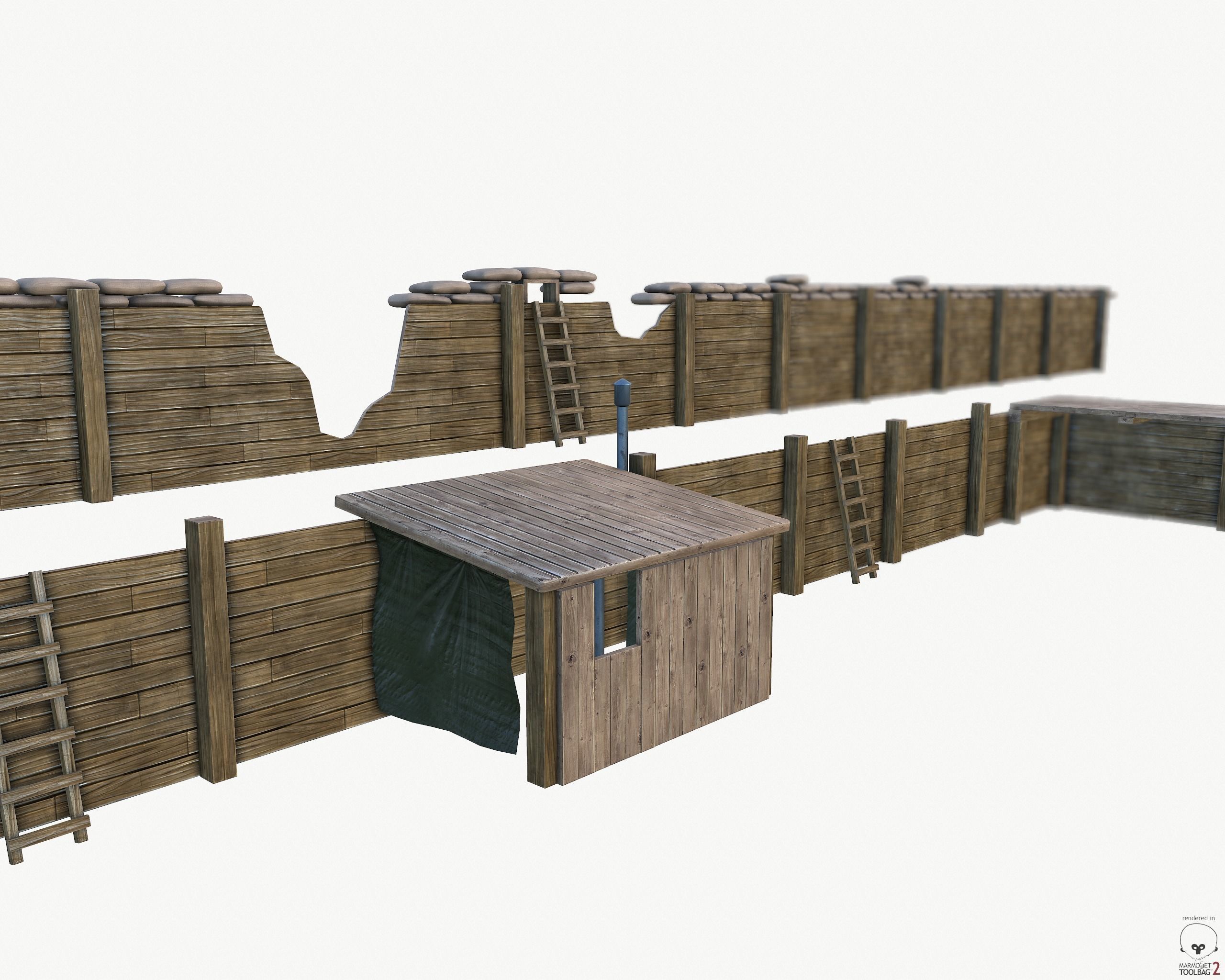 Trench System World War Modular free VR / AR / low-poly 3D model | CGTrader