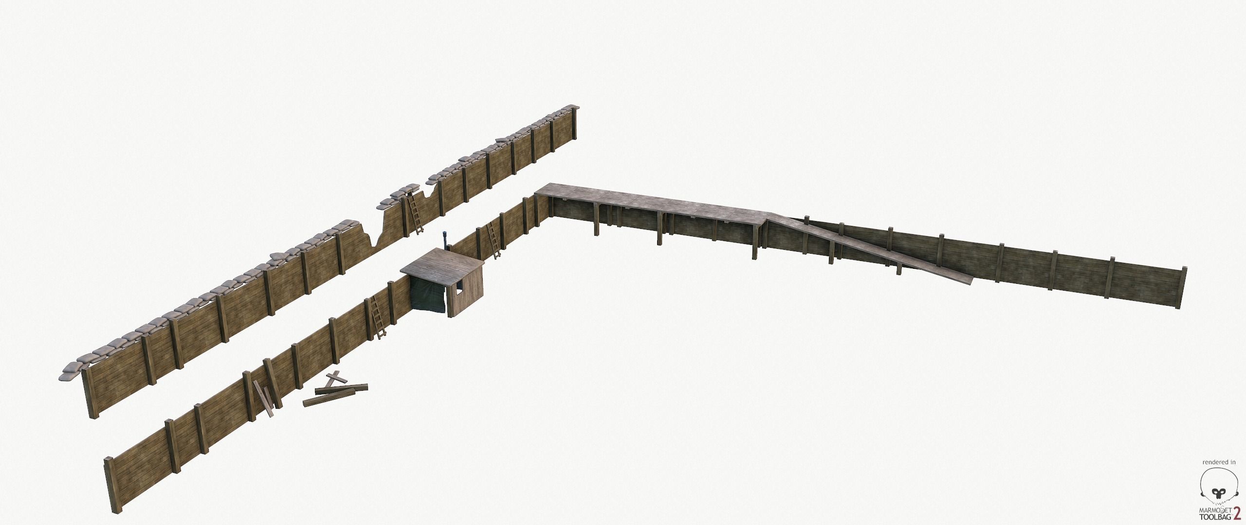 Trench System World War Modular free VR / AR / low-poly 3D model | CGTrader