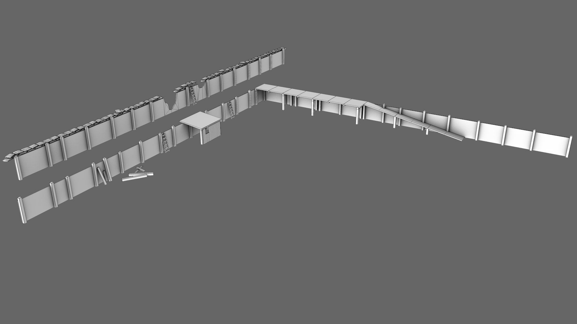 Trench System World War Modular free VR / AR / low-poly 3D model | CGTrader