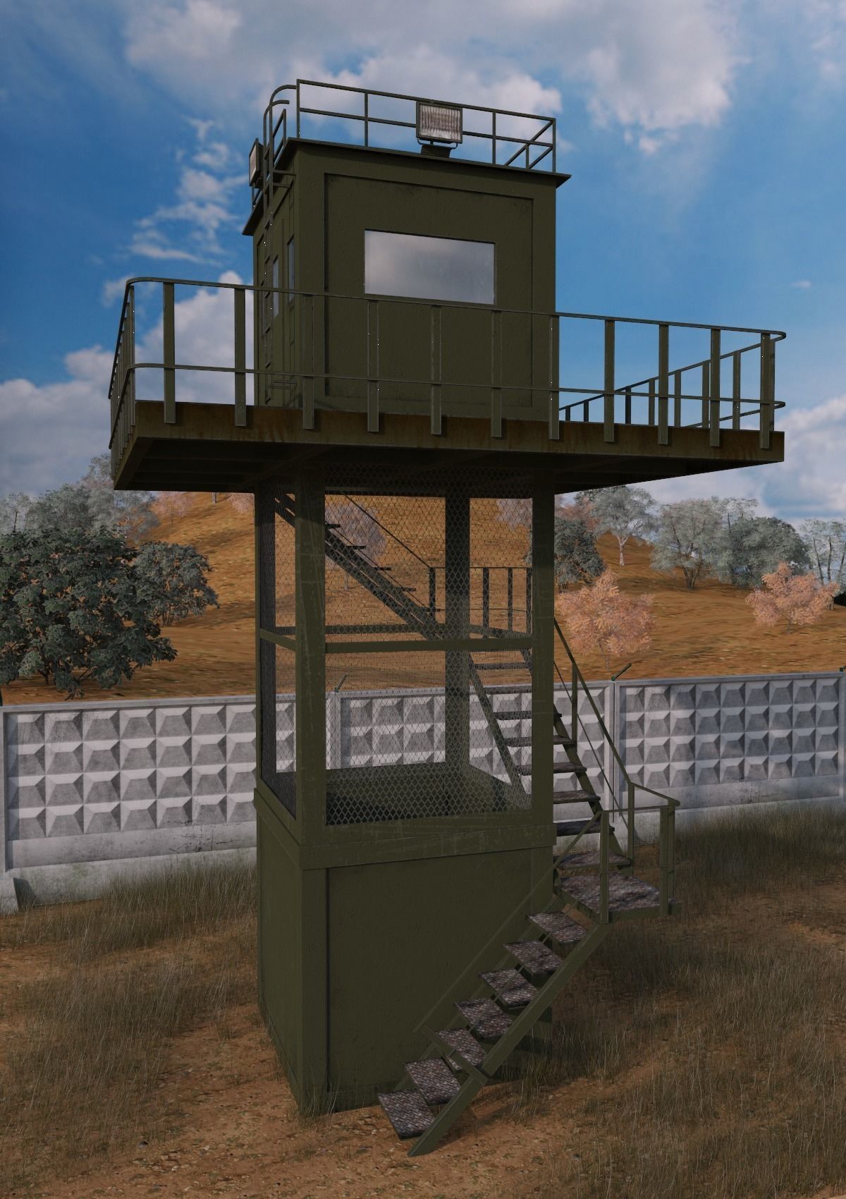 The armored observation tower 3D asset | CGTrader
