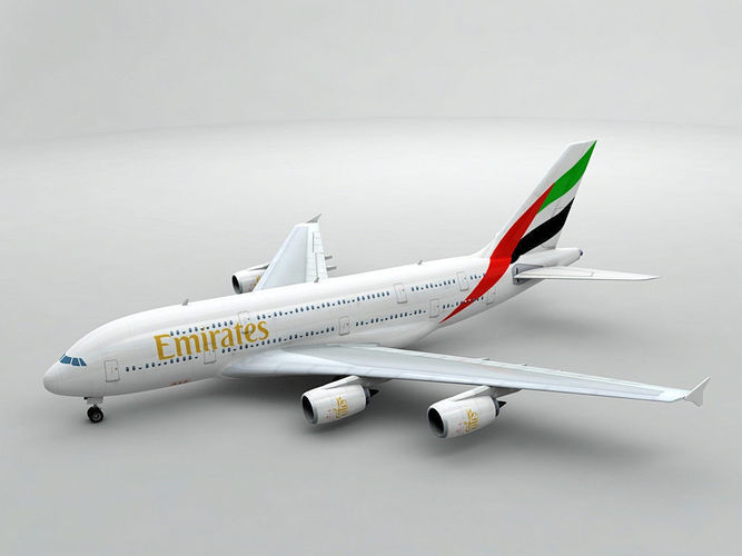 3D model Airbus A380 Airliner - Emirates VR / AR / low-poly | CGTrader