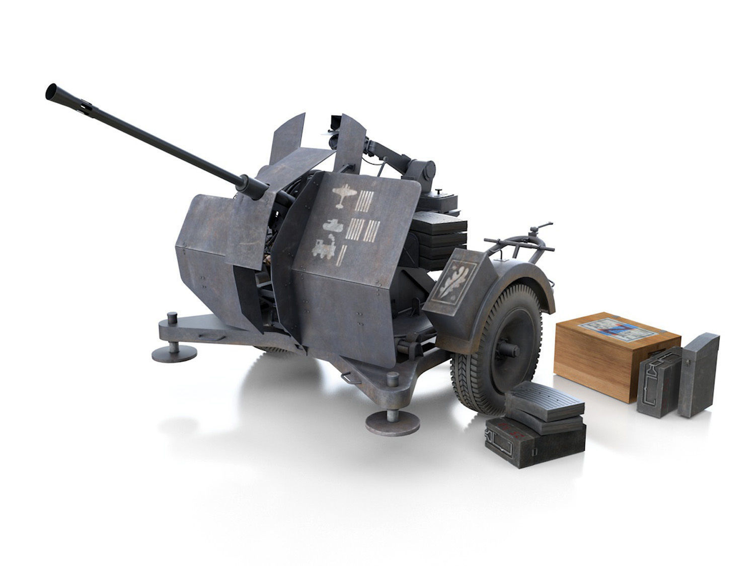 2cm Flak 38 with SD AH 51 - Trailer - DHG 3D model | CGTrader