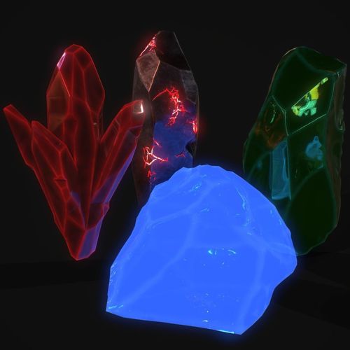 3D model Magic stones and cristal PBR Colcection VR / AR / low-poly ...