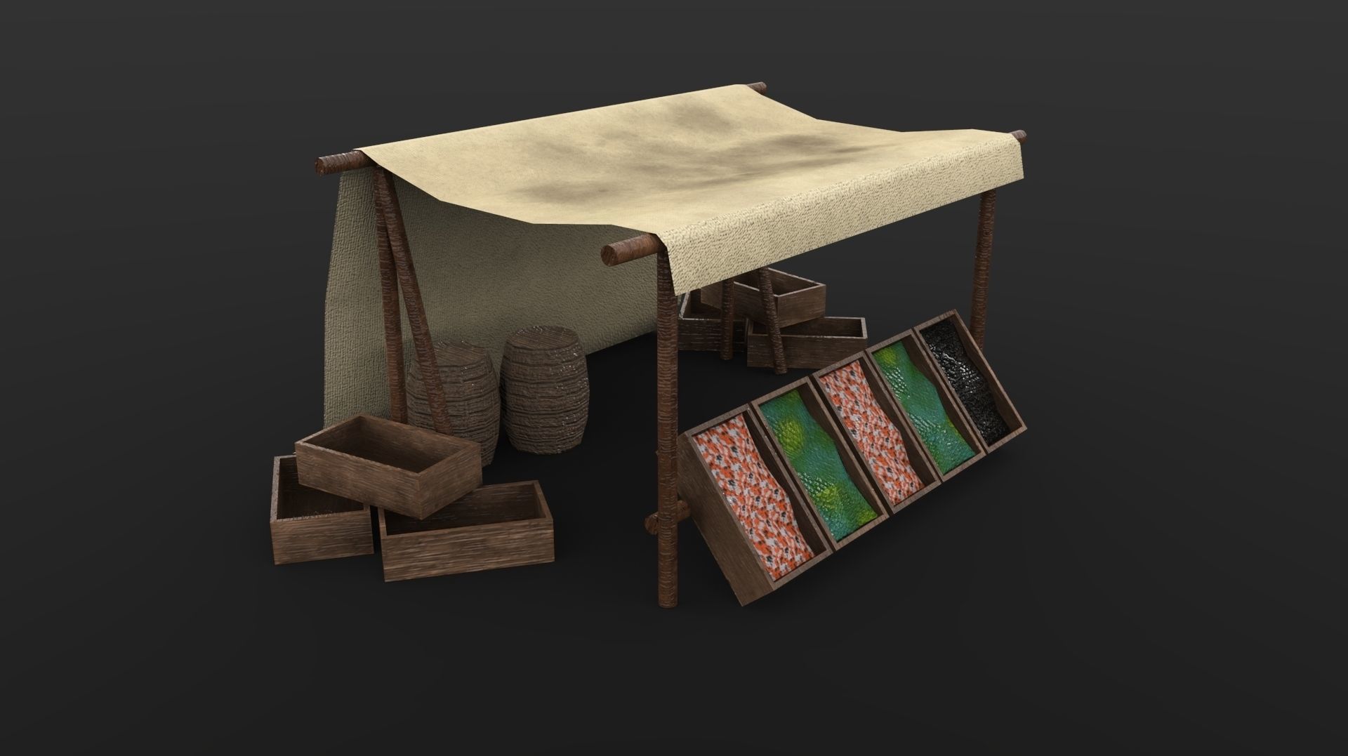 3D model Market Stall Set VR / AR / low-poly | CGTrader