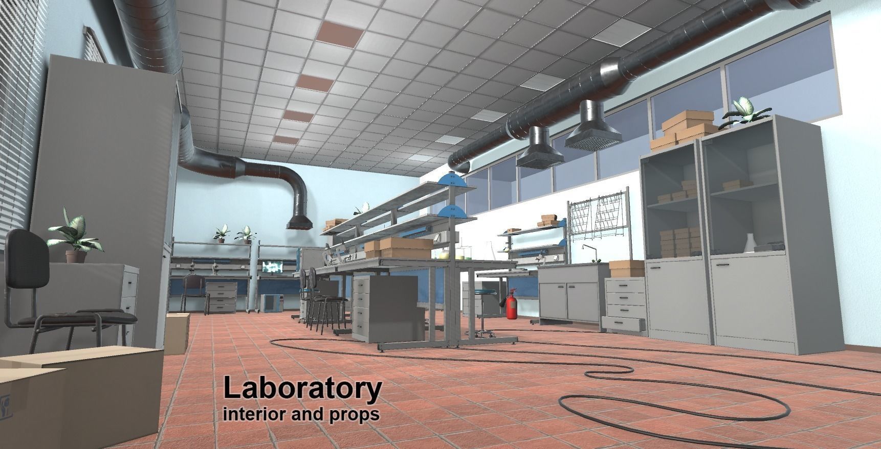 3D model Laboratory - interior and props VR / AR / low-poly | CGTrader