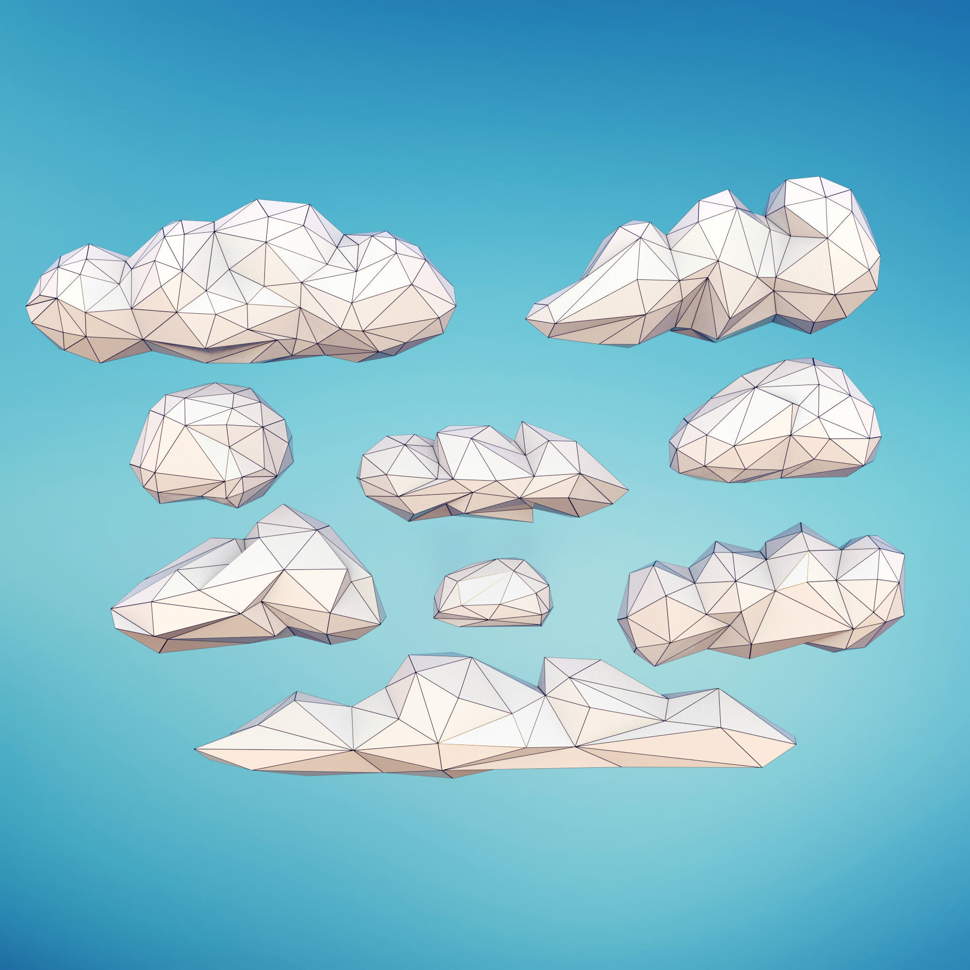 3D model Low Poly Clouds VR / AR / low-poly | CGTrader
