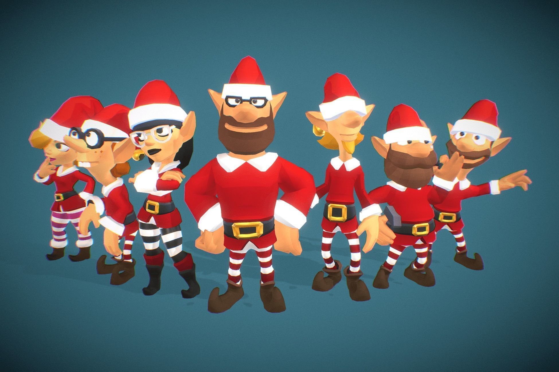 3D model Santas Elves - Toon Series VR / AR / low-poly rigged | CGTrader